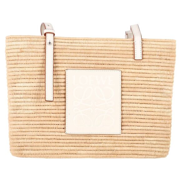 Loewe | Bags | Loewe Small Square Basket Tote In White Raffia And ...